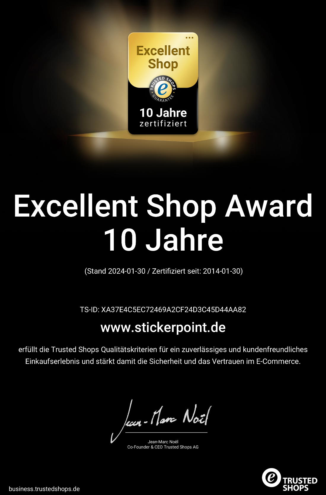 Stickerpoint ist ausgezeichnet: Mit dem Excellent Shop Award